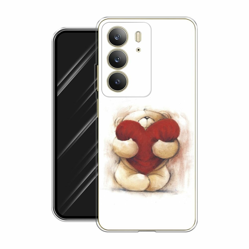 Чехол на Realme C75 4G / Реалми C75 4G с принтом "Мишка с сердцем 1" — фото 1