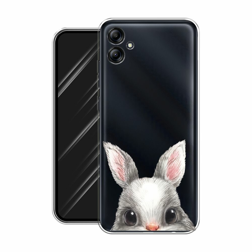 Чехол на Samsung Galaxy A04e / Самсунг A04e с принтом "Карандашный кролик 2 - 8 марта", прозрачный — фото 1