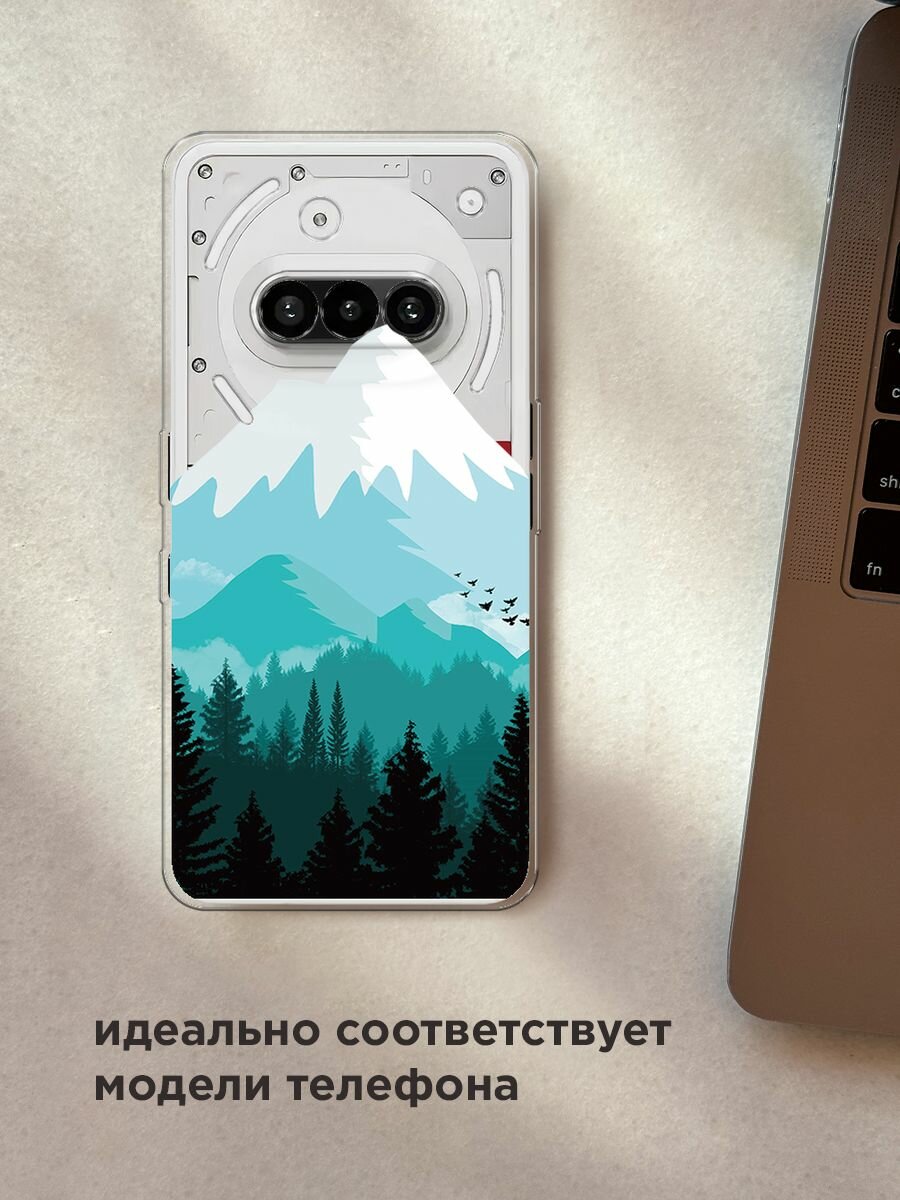 Чехол на Nothing Phone 3a / Нотинг Фон 3а с принтом "Синяя снежная гора", прозрачный — фото 1