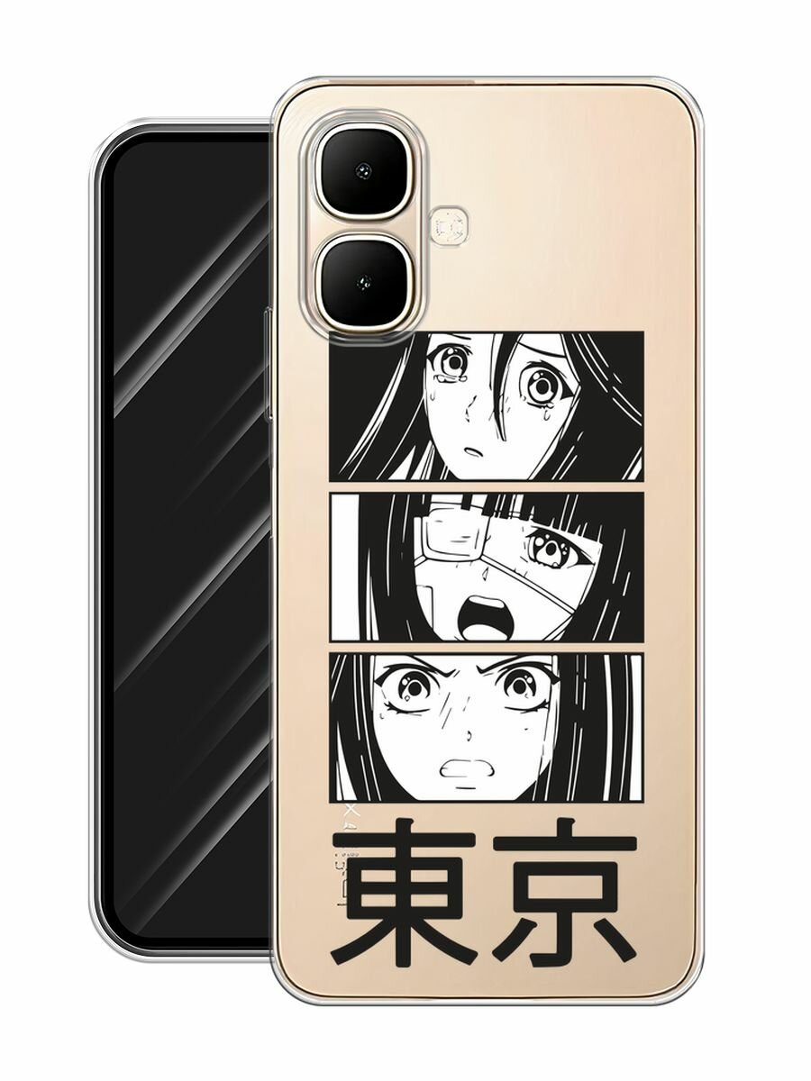 Чехол на Infinix Smart 10 / Инфиникс Смарт 10 с принтом "Tokyo girls", прозрачный — фото 1