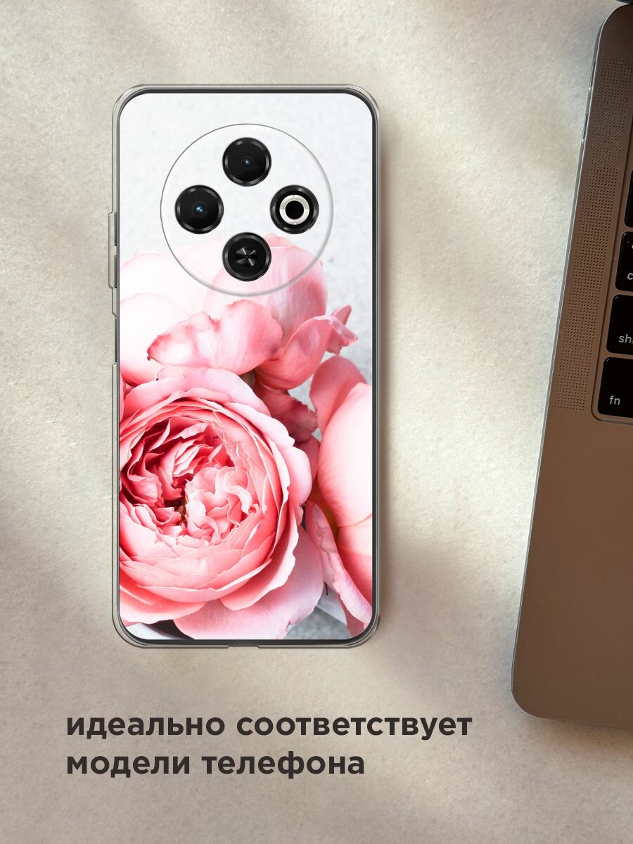 Чехол на Tecno Spark 30C / Текно Спарк 30C с принтом "Пионы на белом" — фото 1