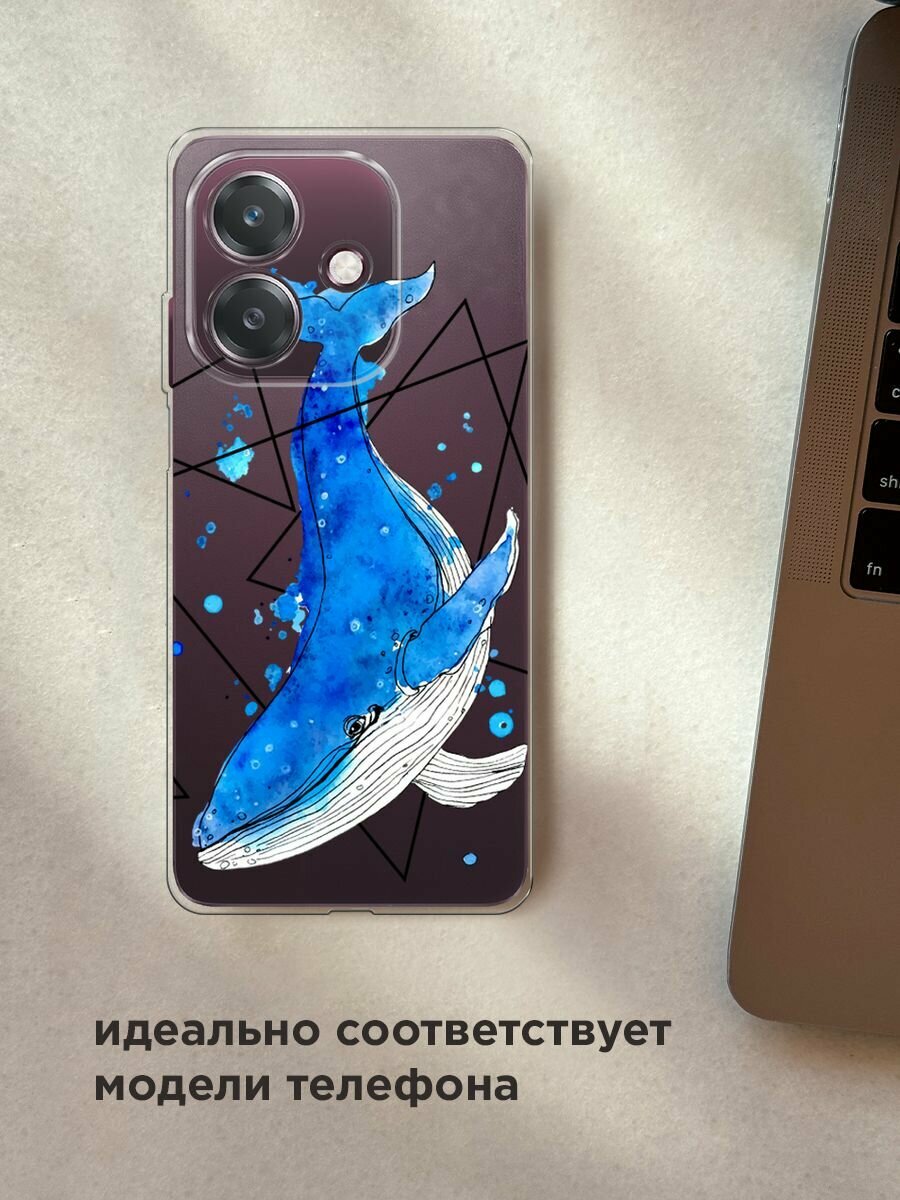 Чехол на Oppo A3/A3x / Оппо А3/A3x с принтом "Кит графика", прозрачный — фото 1