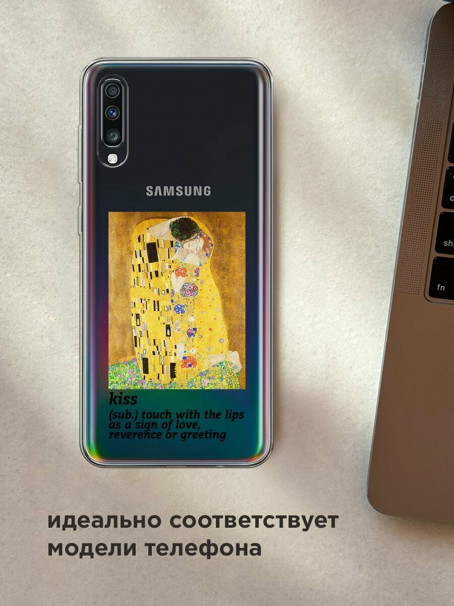 Чехол на Samsung Galaxy A70 / Самсунг Галакси А70 с принтом "The kiss", прозрачный — фото 1