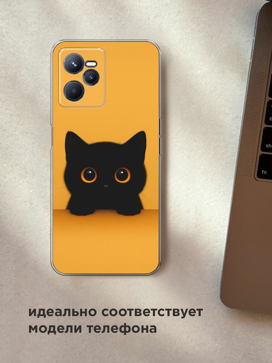 Чехол на Realme C35 / Реалми C35 с принтом "Контрастный котик" — фото 1