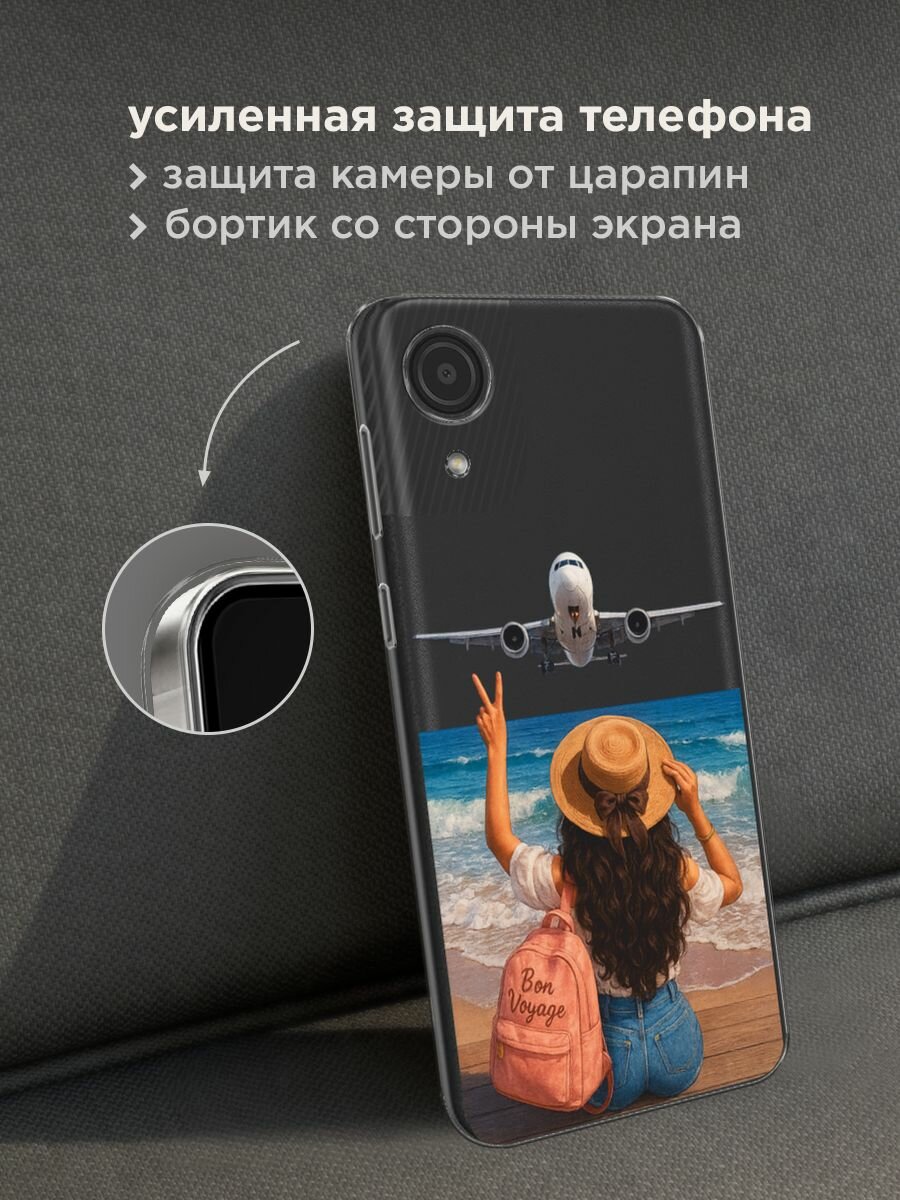 Чехол на Samsung Galaxy A03 Core / Самсунг Галакси А03 Core с принтом "Bon Voyage", прозрачный — фото 1