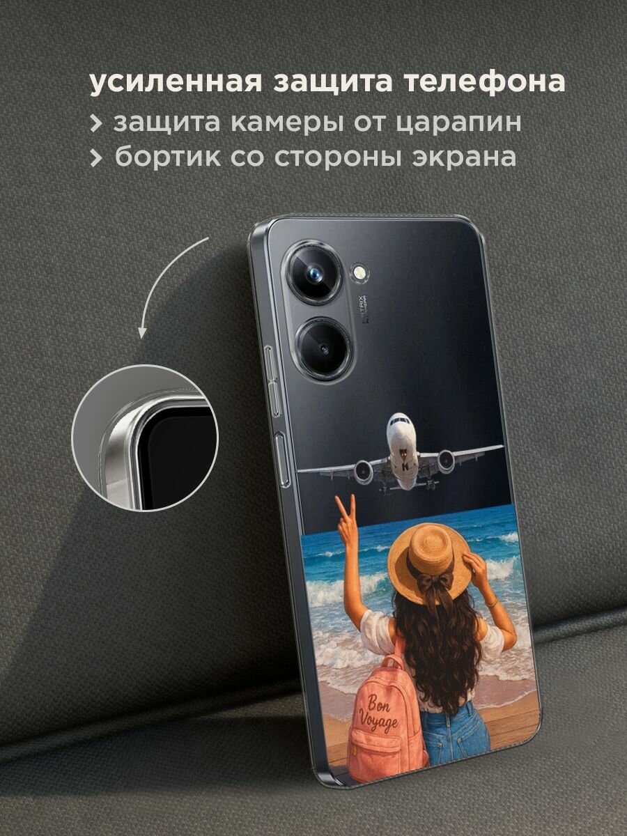 Чехол на Realme 10 Pro / Реалми 10 Про с принтом "Bon Voyage", прозрачный — фото 1