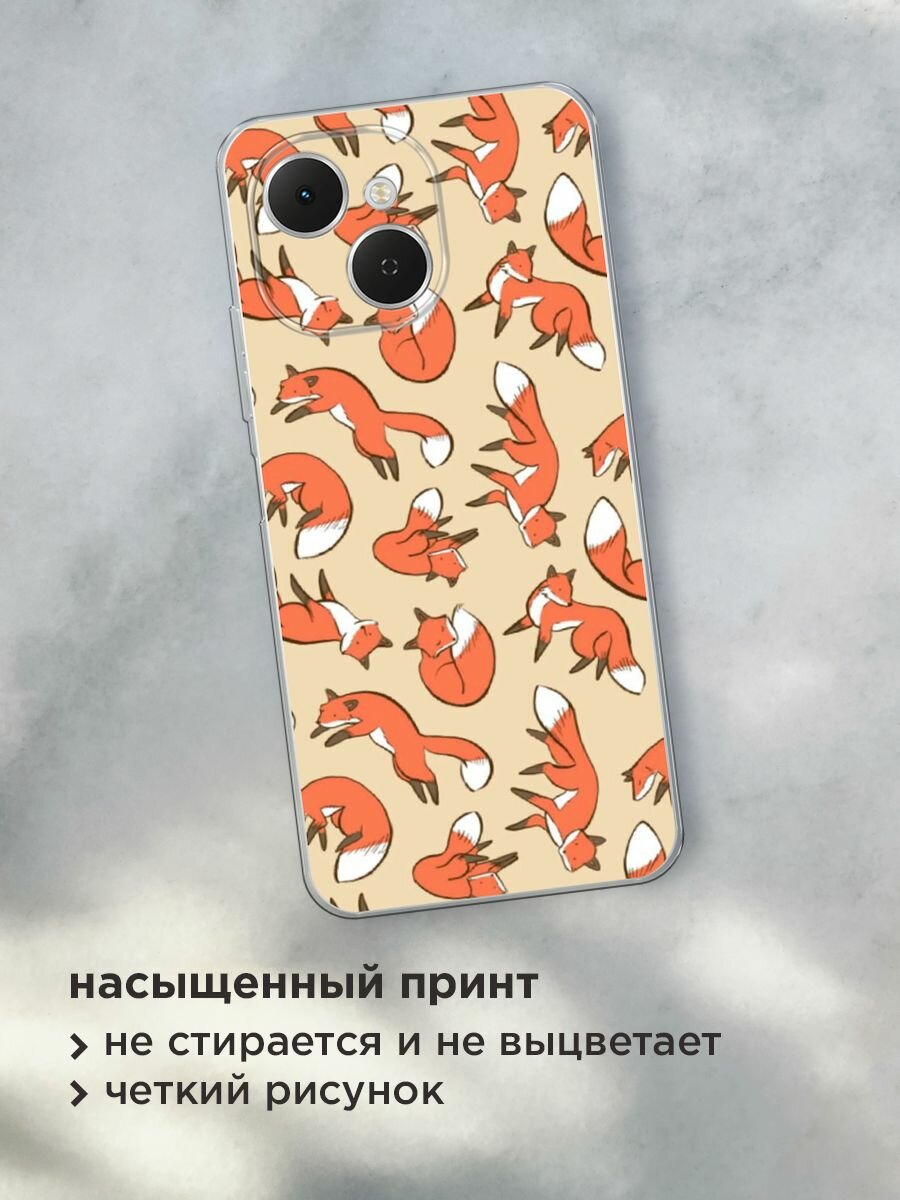 Чехол на Tecno Spark 40C / Текно Спарк 40C с принтом "Лисички фон" — фото 1