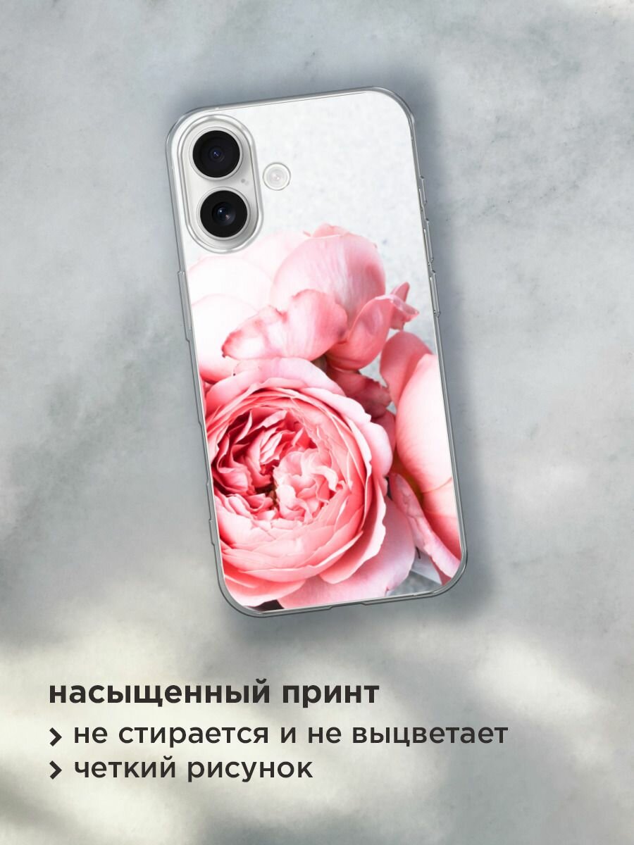 Чехол на Apple iPhone 17 / Айфон 17 с принтом "Пионы на белом" — фото 1