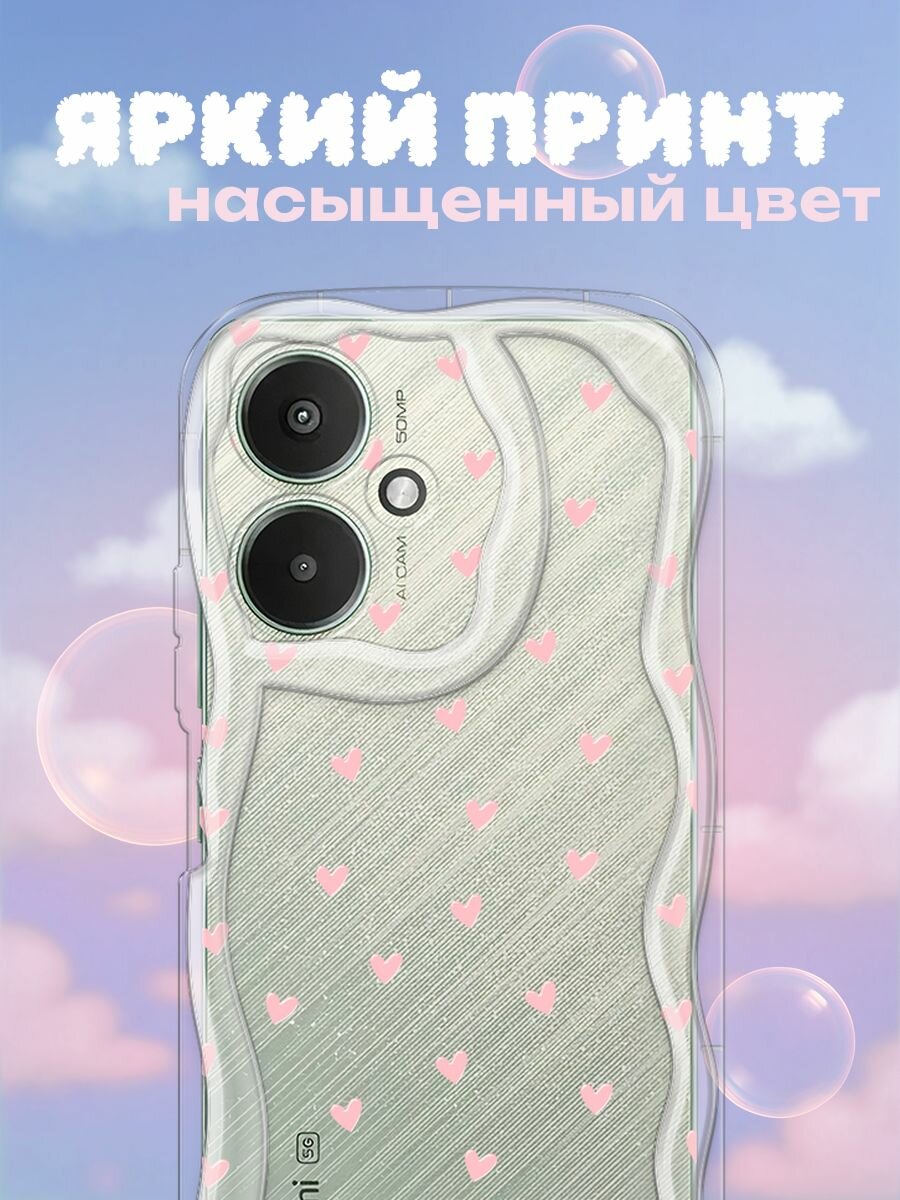 Чехол на Xiaomi Redmi 13C/Poco C65 / Редми 13C/Поко C65 с принтом Маленькие нежные сердечки — фото 1