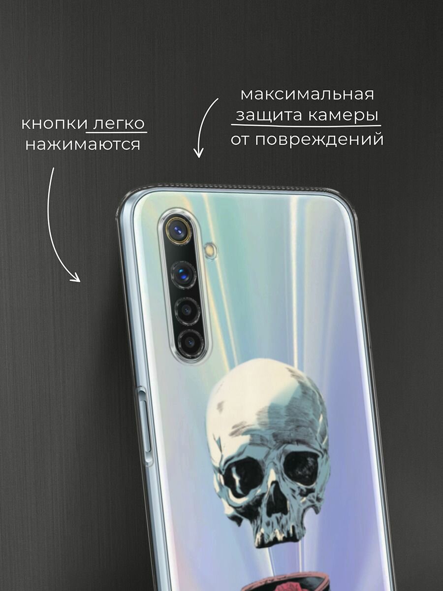 Силиконовый чехол на Realme 6 / Реалми 6 с принтом "Гусар", прозрачный — фото 1