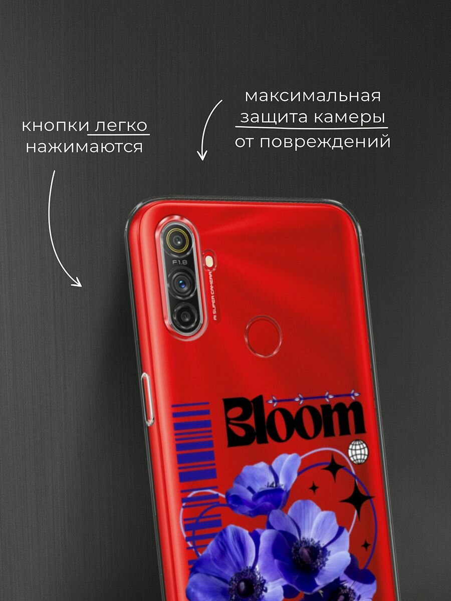 Чехол на Realme C3 / Реалми C3 с принтом "Завораживающие анемоны", прозрачный — фото 1