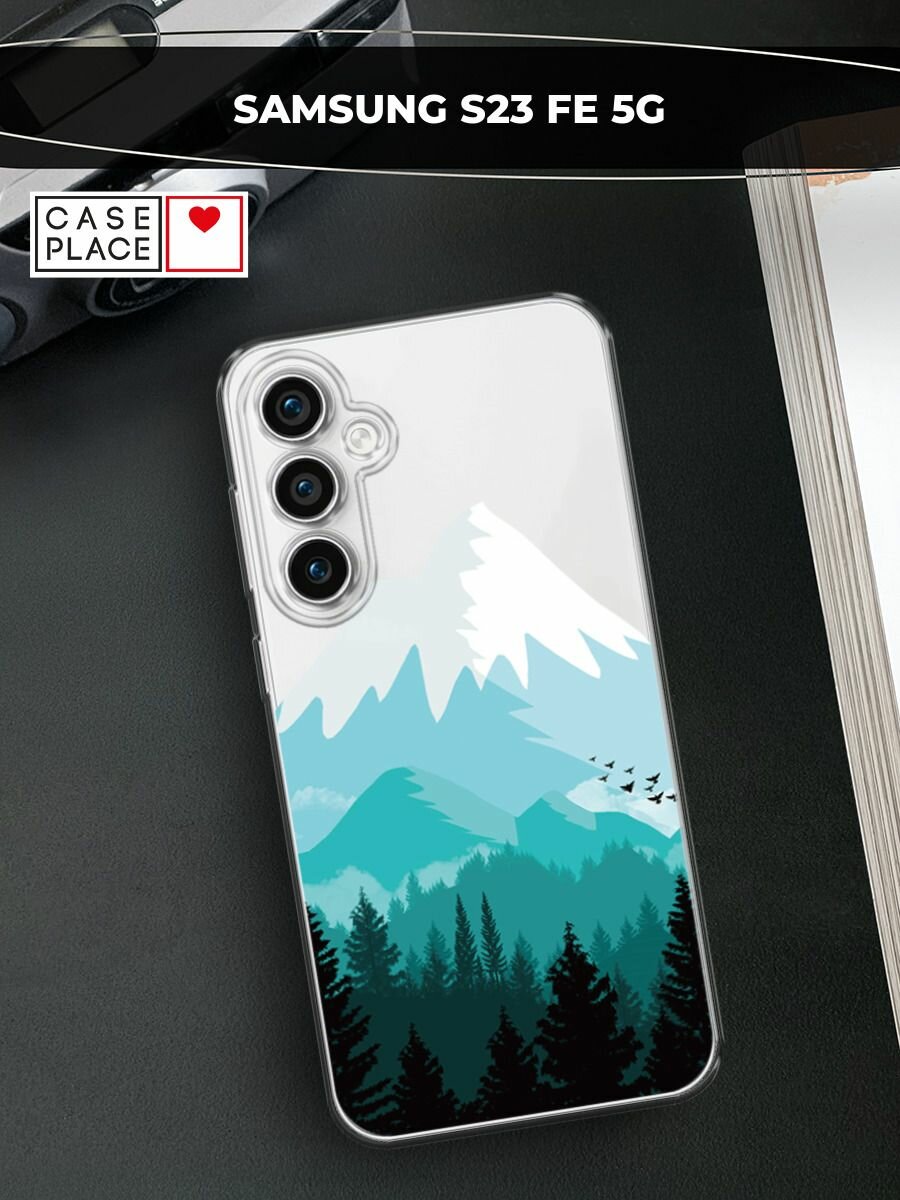 Чехол на Samsung Galaxy S23 FE 5G / Самсунг Галакси S23 FE 5G с принтом "Синяя снежная гора", прозрачный