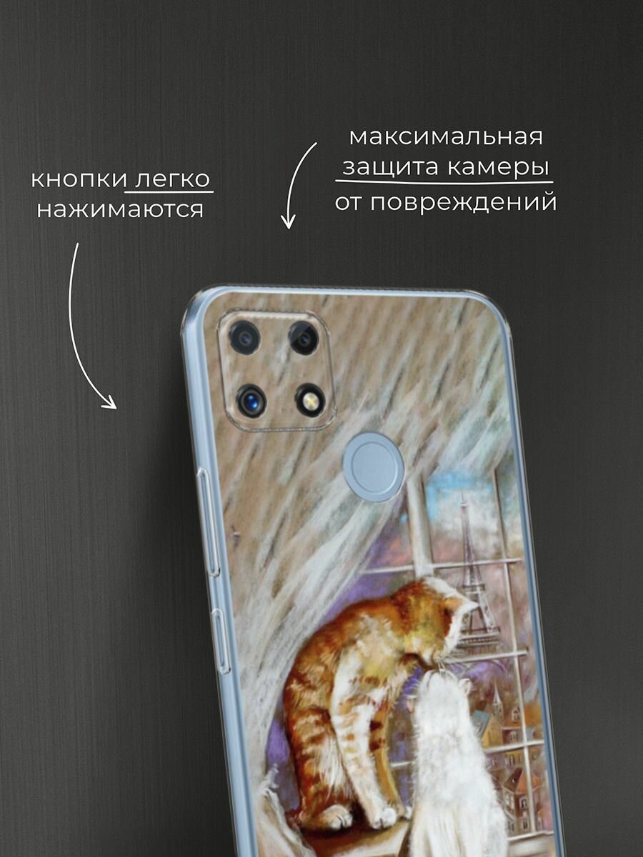 Чехол на Realme C25/C25s / Реалми С25/C25s с принтом "Влюбленные котики 1" — фото 1