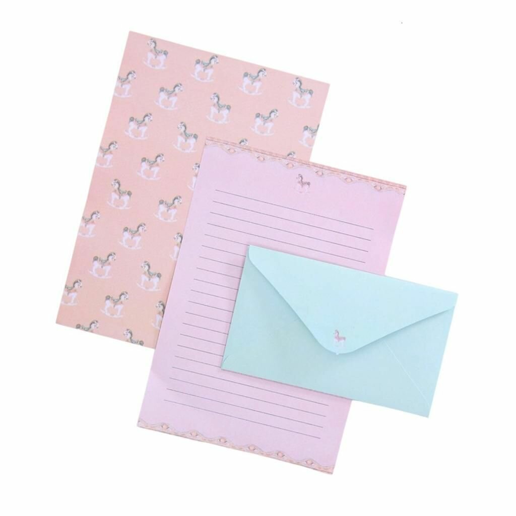 Дружелюбные конверты и набор бумаги для писем с цветочным узором, Розовый Троянец