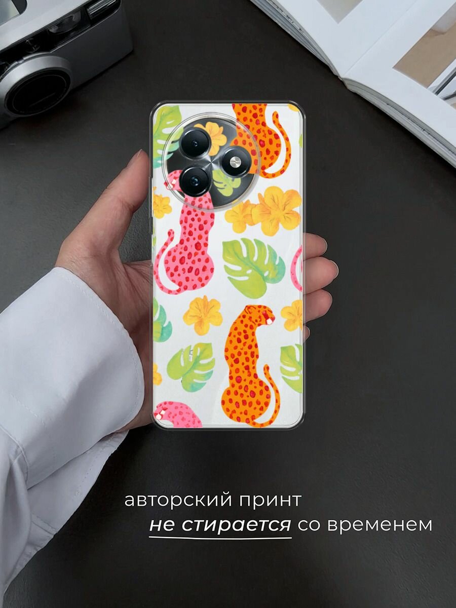 Чехол на Itel S24 / Ител S24 с принтом "Экзотика", прозрачный — фото 1