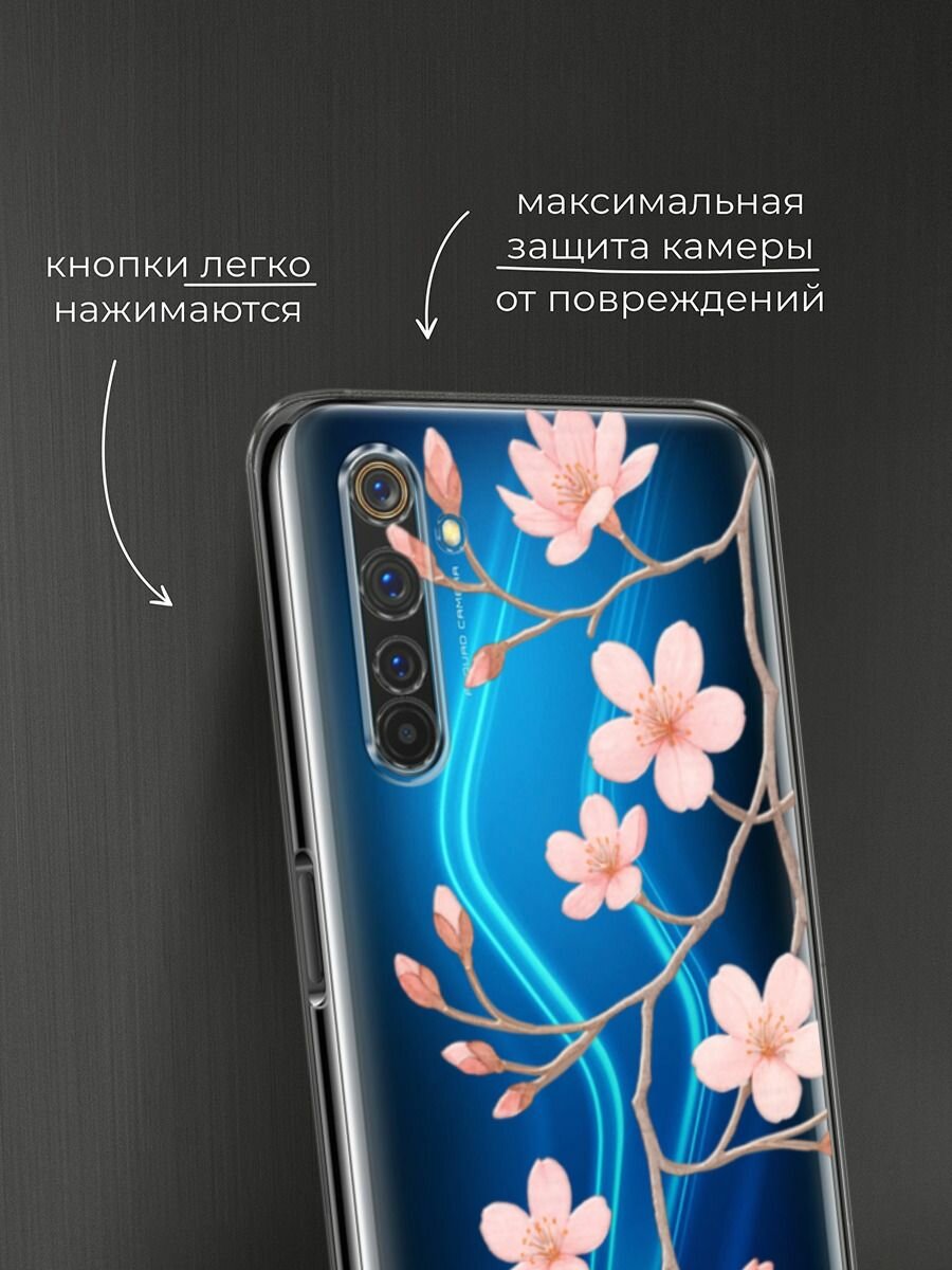 Чехол на Realme 6 Pro / Реалми 6 Про с принтом "Веточка распускающейся сакуры 2" — фото 1