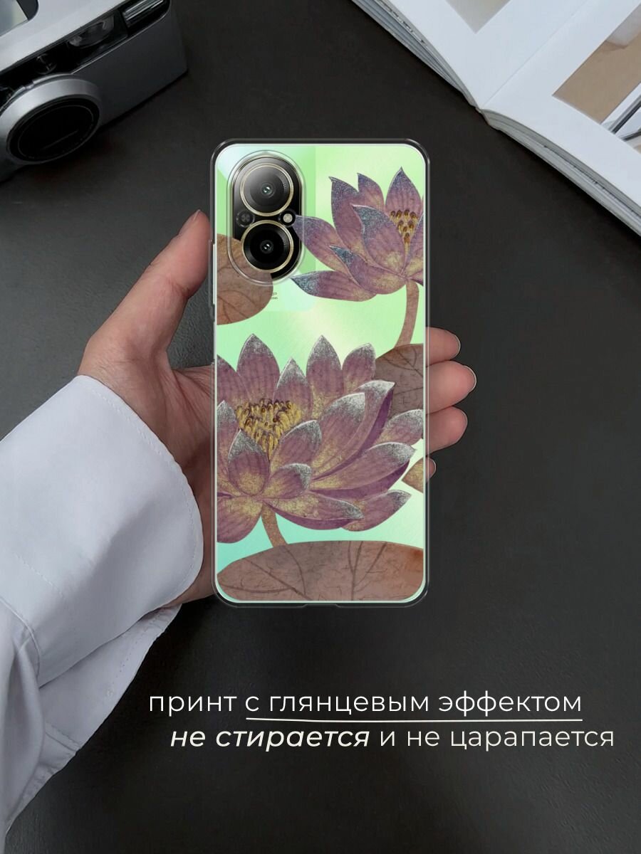 Чехол на Realme C67 4G / Реалми C67 4G с принтом "Темные лотосы" — фото 1