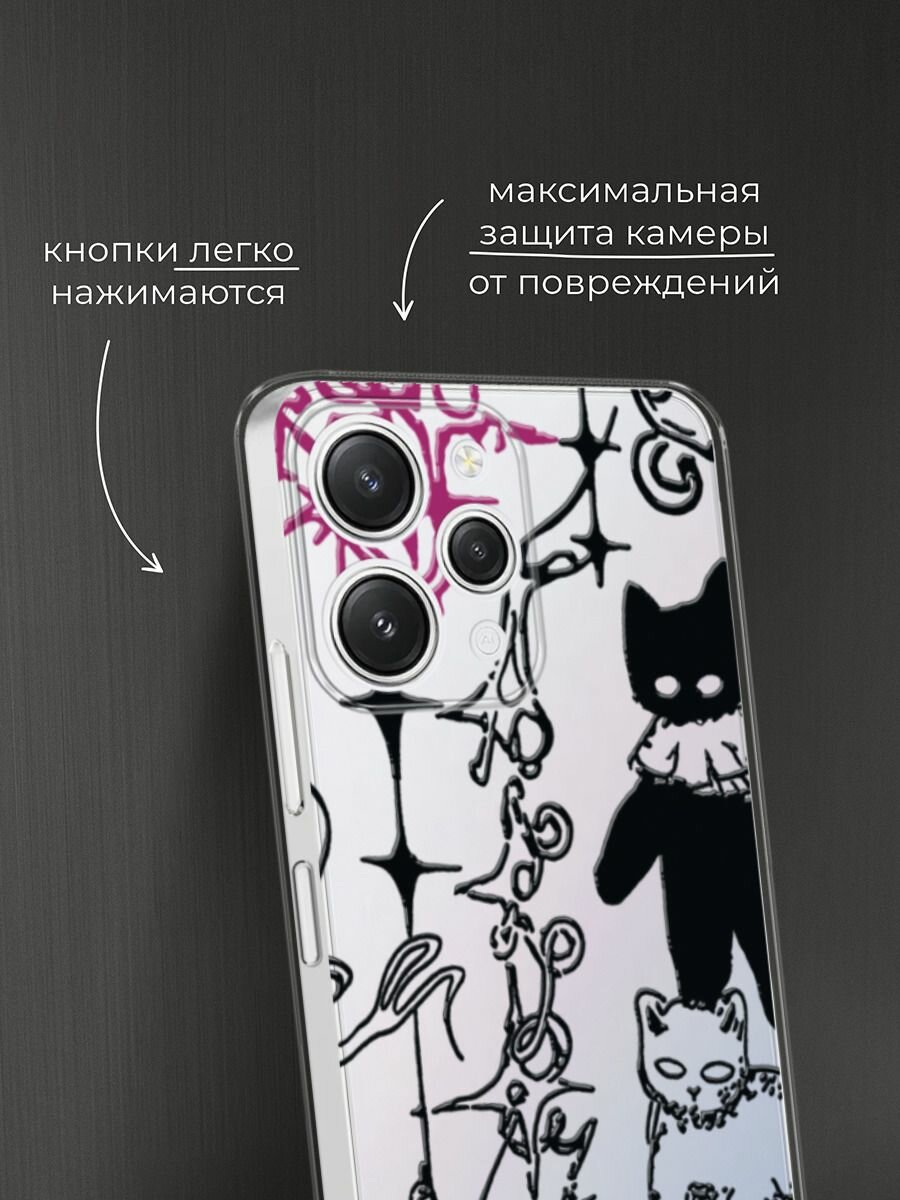 Чехол на Xiaomi Redmi 12 / Сяоми Редми 12 с принтом "Готические котики" — фото 1
