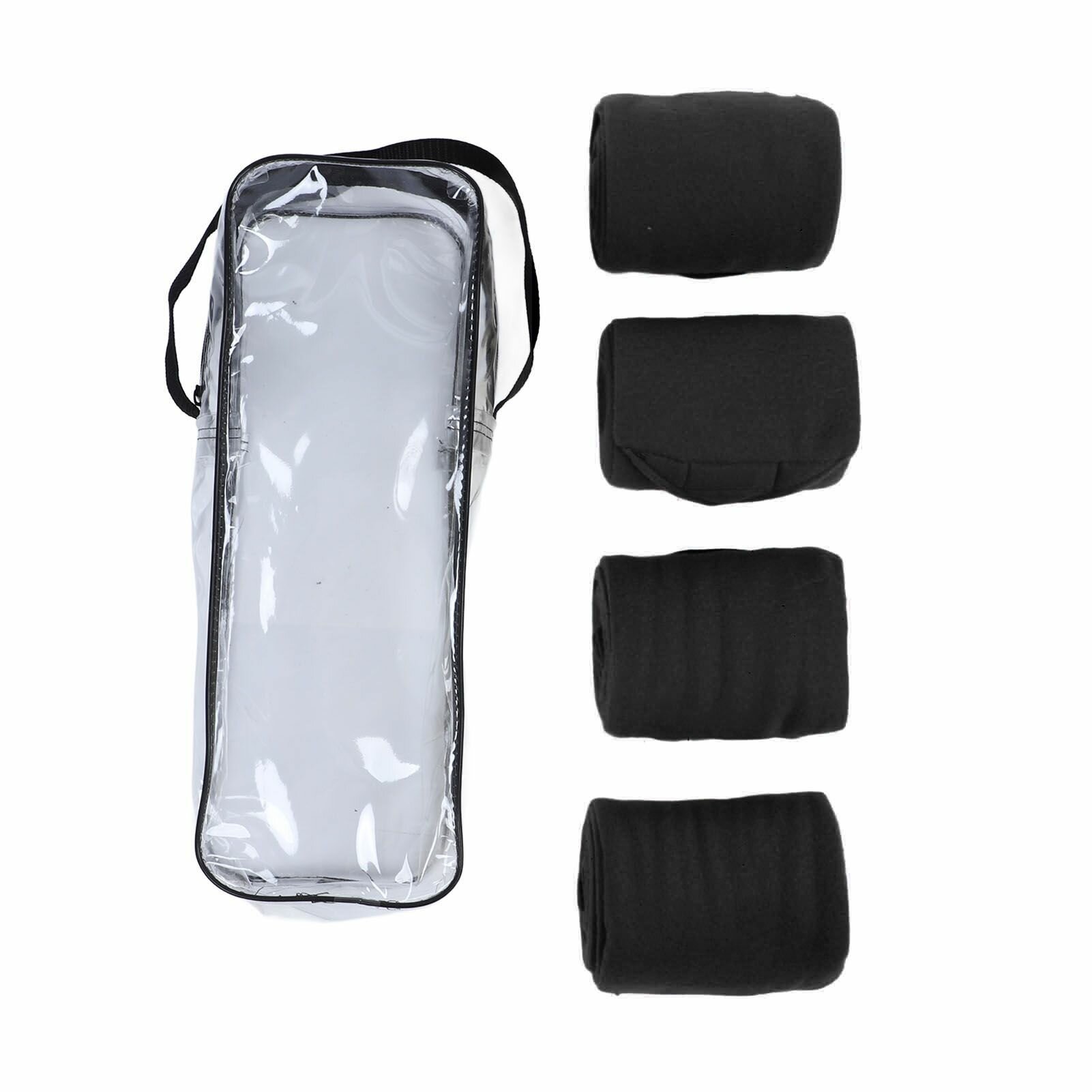 4 шт, мягкие защитные бинты для ног лошади из флиса для верховой езды, черные