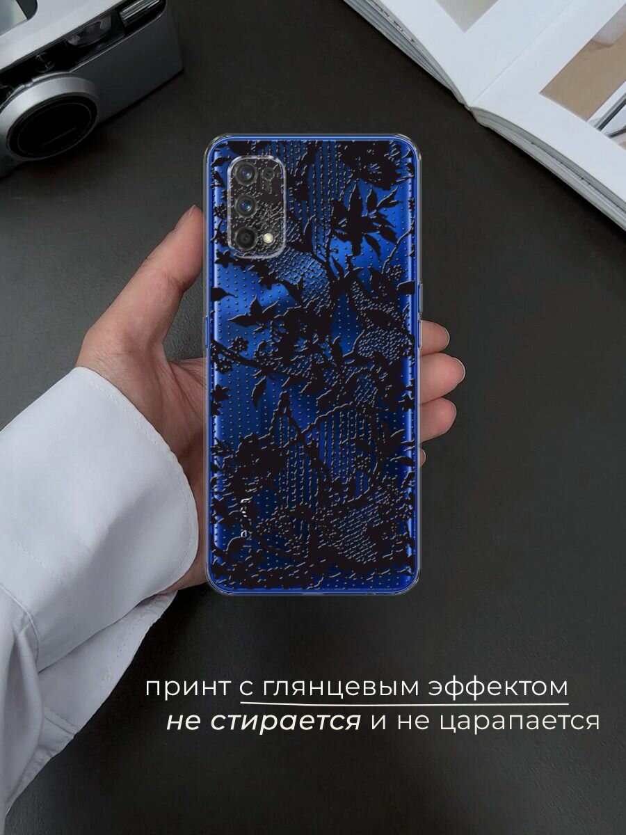 Чехол на Realme 7 Pro / Реалми 7 Про с принтом "Черная сетка" — фото 1
