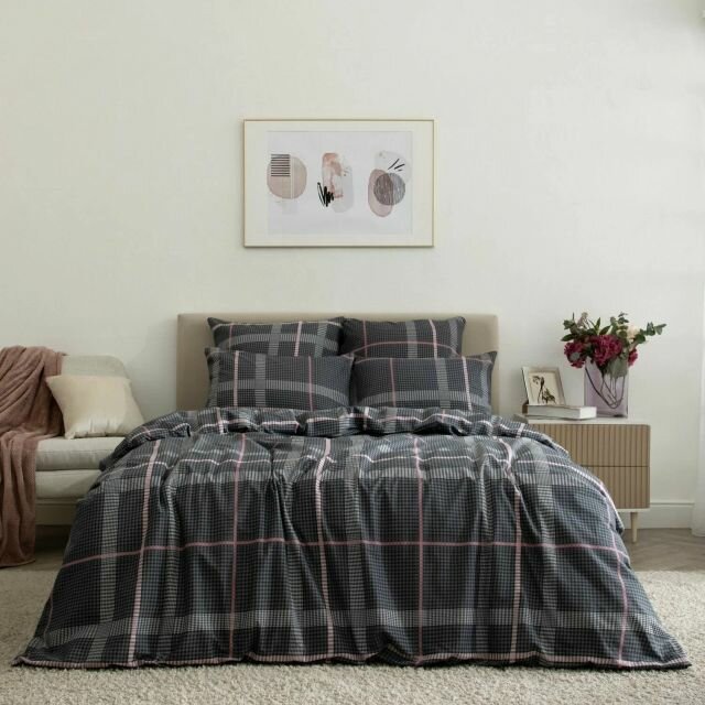 Постельное белье 2 спальное Cozy Home Bonmarito, поплин, 2 нав. 50х70, серое