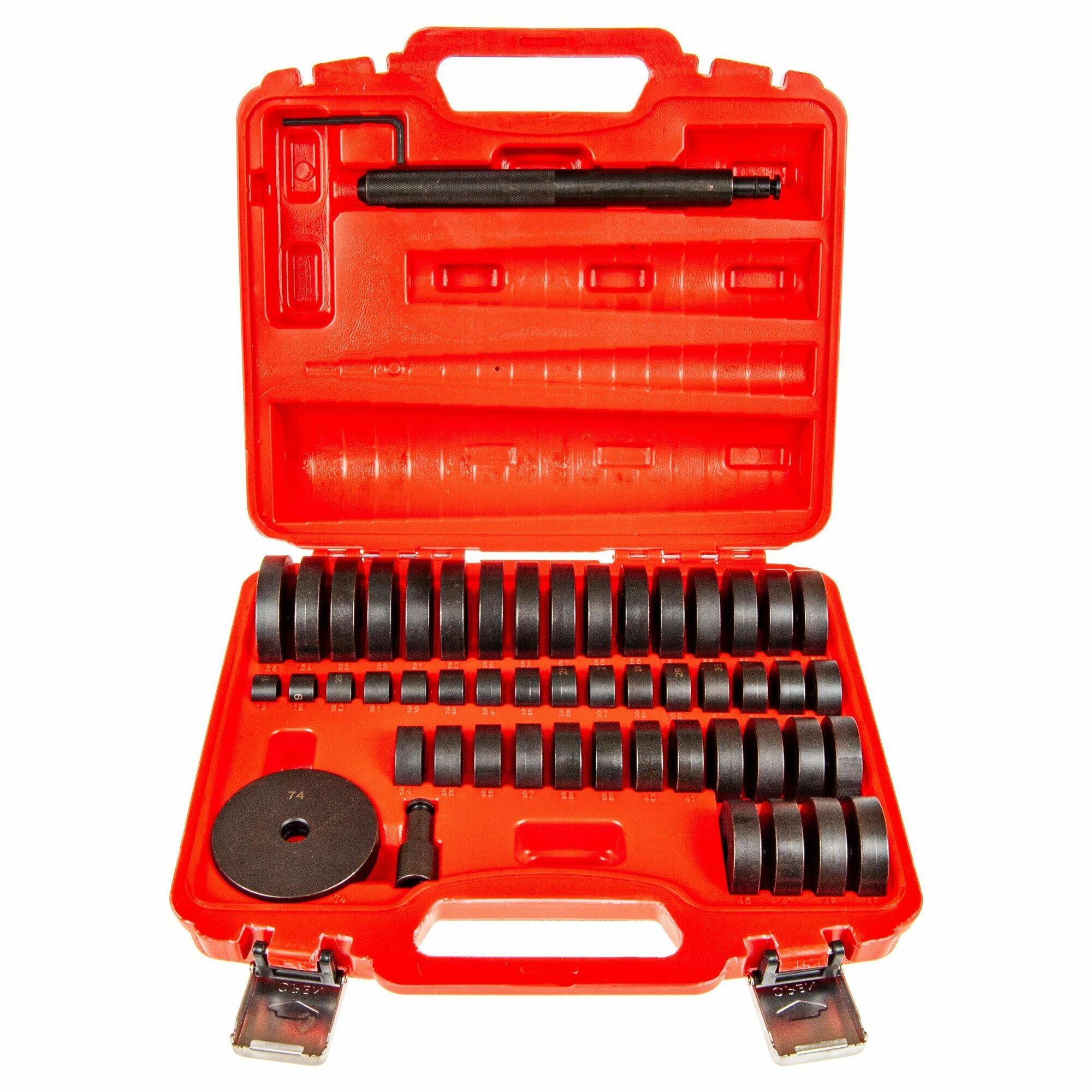 Набор инструмента ER-86739, оправок для монтажа подшипников, втулок, сальников, 51пр.(18-65мм с шагом 1мм, 75мм) эврика