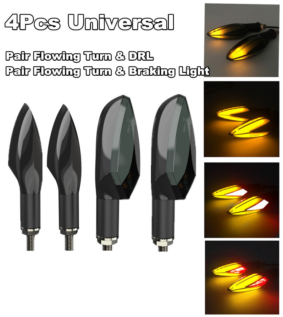 Универсальные 2 Пары Светодиодных Передних DRL Задних Фонарей Заднего вида Двух цветов 3 В 1 DRL Тормозные Плавные Указатели Поворота Замена Лампы