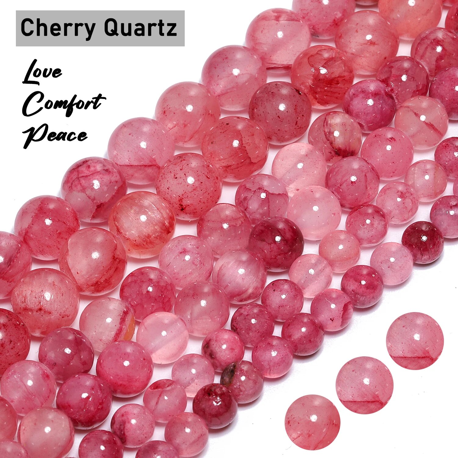 Бусины из вишневого кварца, халцедона и нефрита GMB724 4/6/8/10/12 мм 10mm approx 36pcs