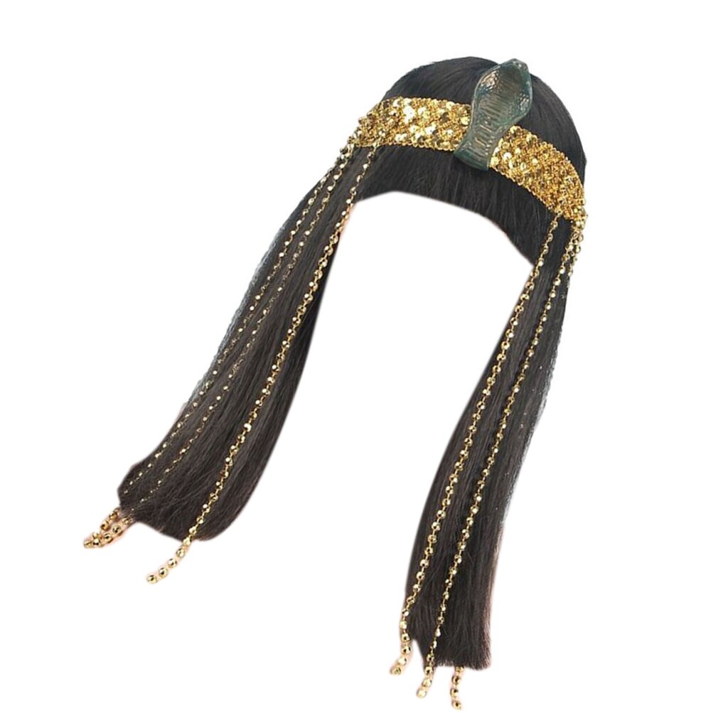 Короткий Прямой Парик Боб с Египетским Змеиным Головным Убором Костюм Египетской Королевы