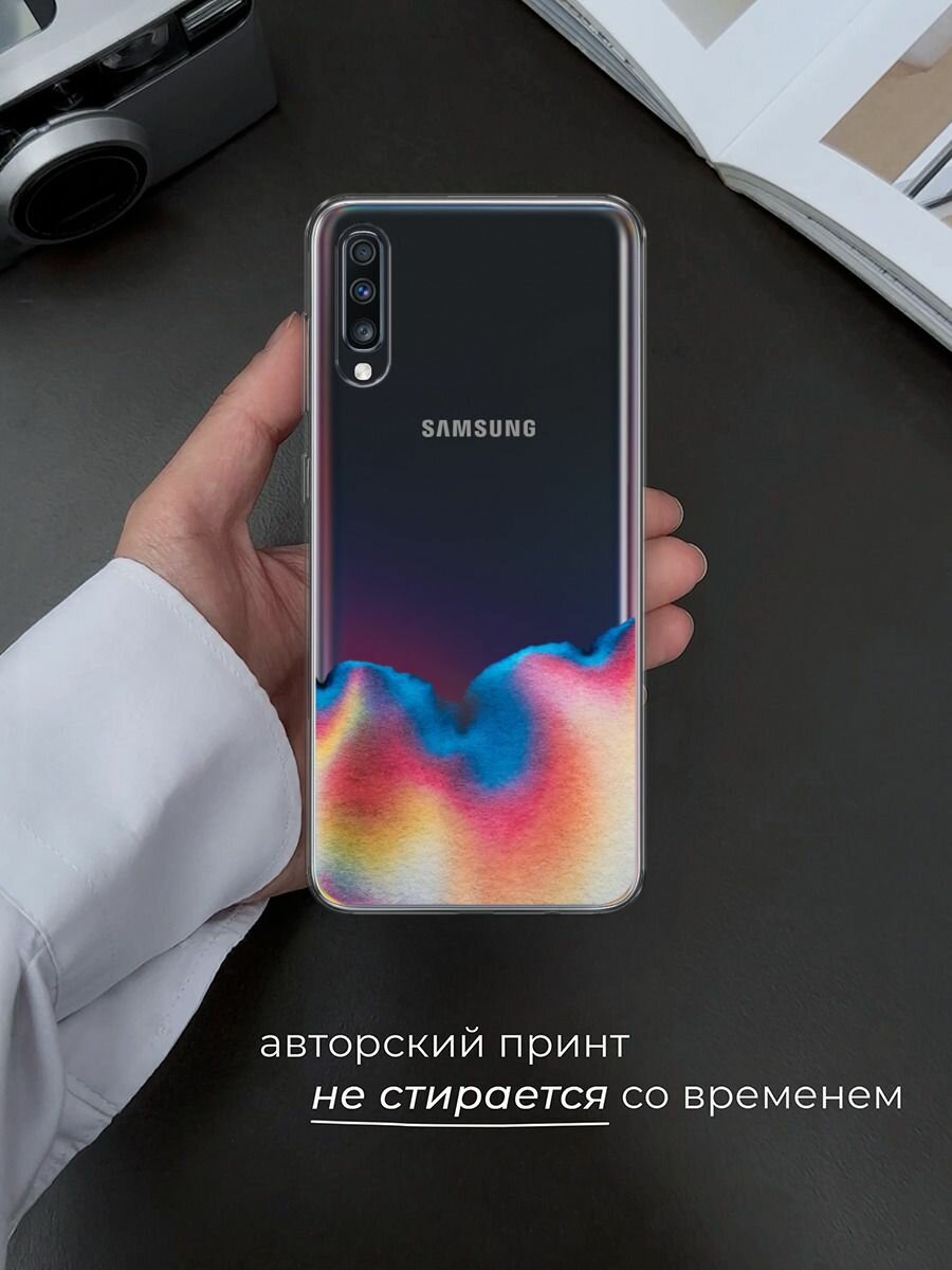 Чехол на Samsung Galaxy A70 / Самсунг Галакси А70 с принтом Акварельное сочетание, прозрачный — фото 1