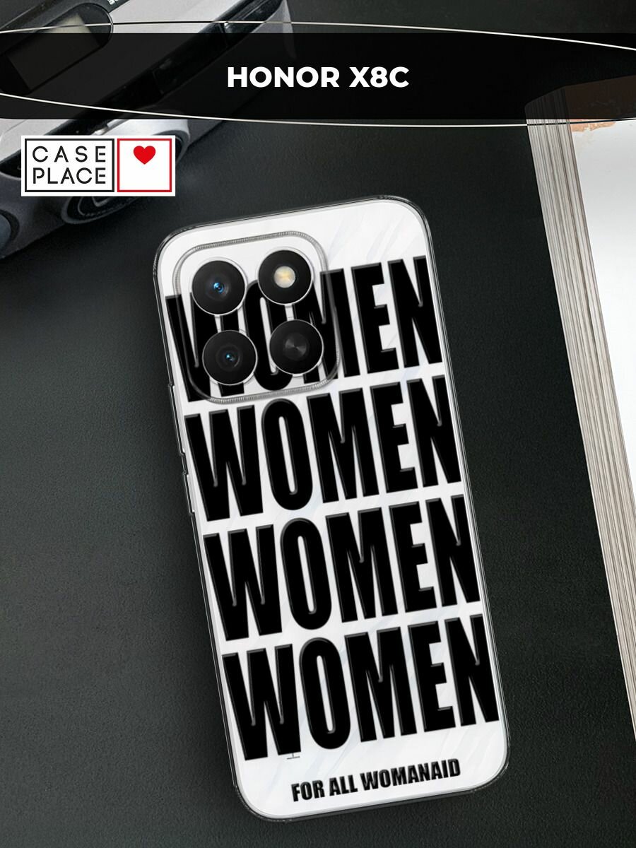 Силиконовый чехол на Honor X8c / Хонор X8c с принтом Women black