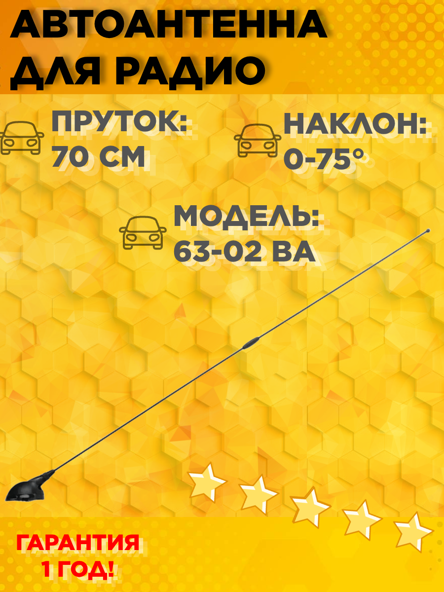 Врезная автомобильная антенна для радио Триада 63-02 поворотная, пруток 70 см