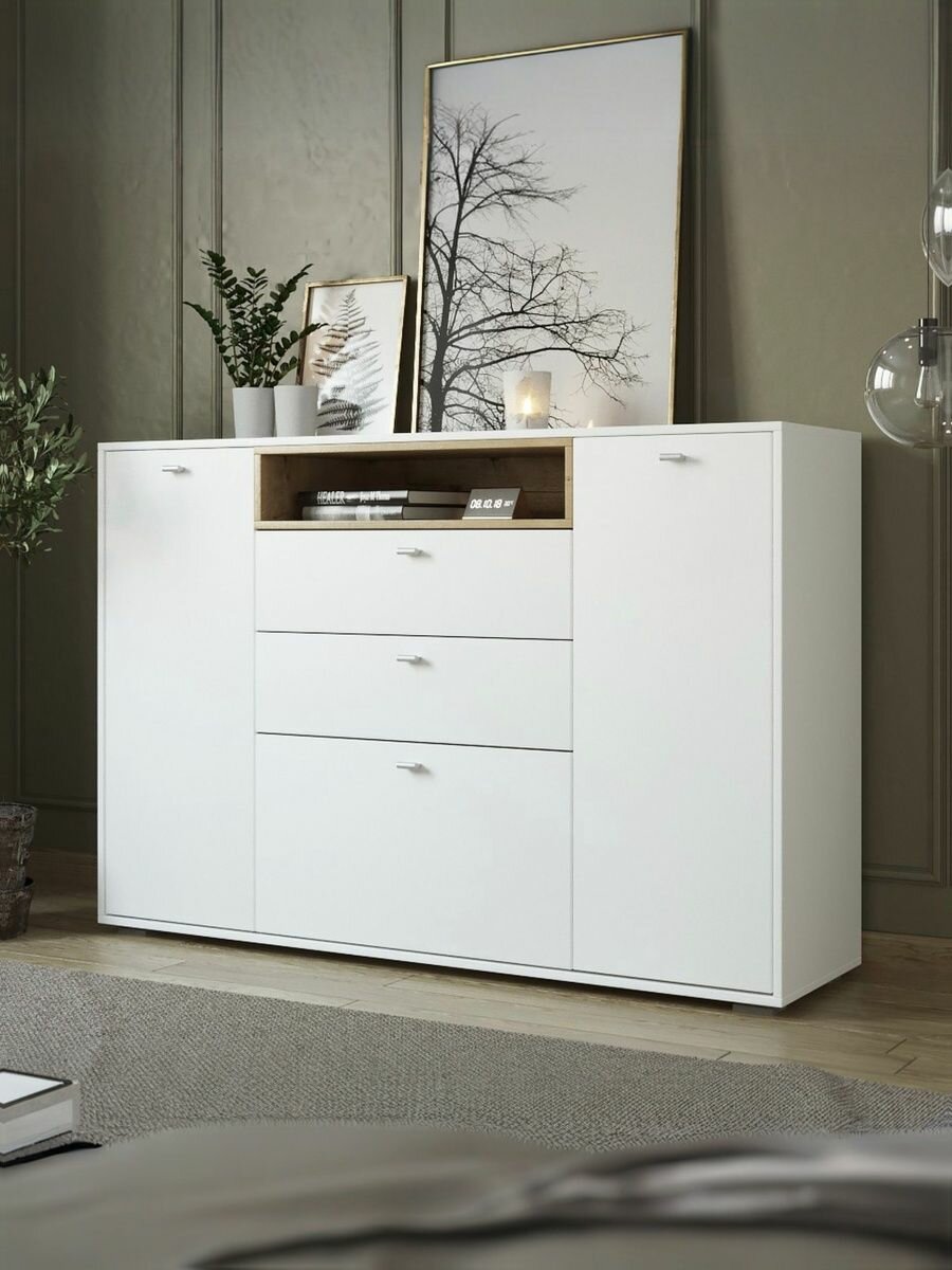 Ланс Комод К303 дуб бунратти/белый К303