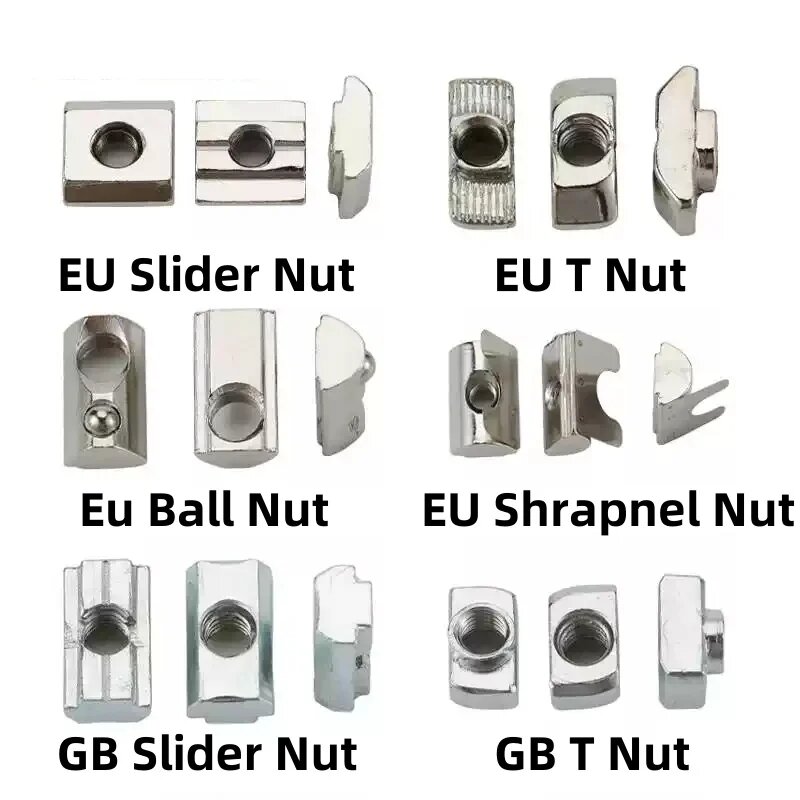 Т-образные гайки M3-M10 для алюминиевого профиля 20 series M6(10pcs), EU Slider Nut