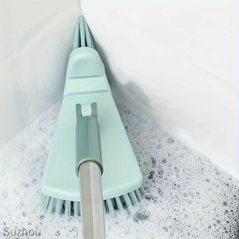 Универсальная треугольная щетка для пола с длинной ручкой жесткая щетина для чистки плитки, углов, щелей, ванной и санузла