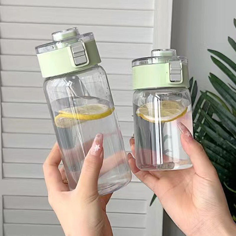 Безпечатная плоская портативная пластиковая чашка с чайной перегородкой Зеленый_350ml