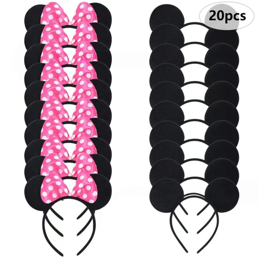 Набор детских повязок на голову с Микки Маусом для девочек, милые повязки с Микки и Минни, черный бант, головные уборы для выступлений