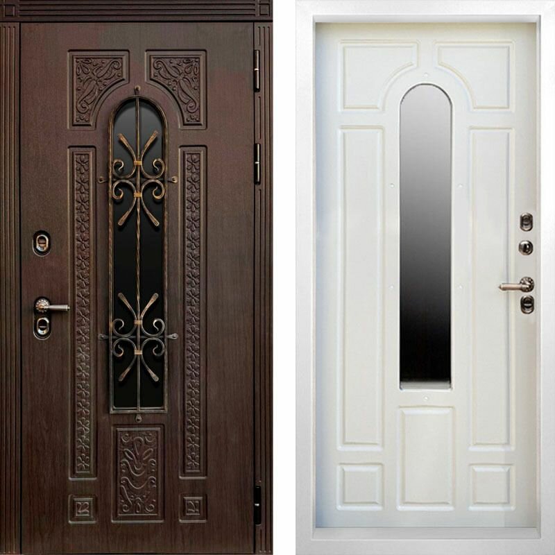 Входная дверь металлическая ВДК Лацио Винорит Венге/Белый 860x2050 Левое