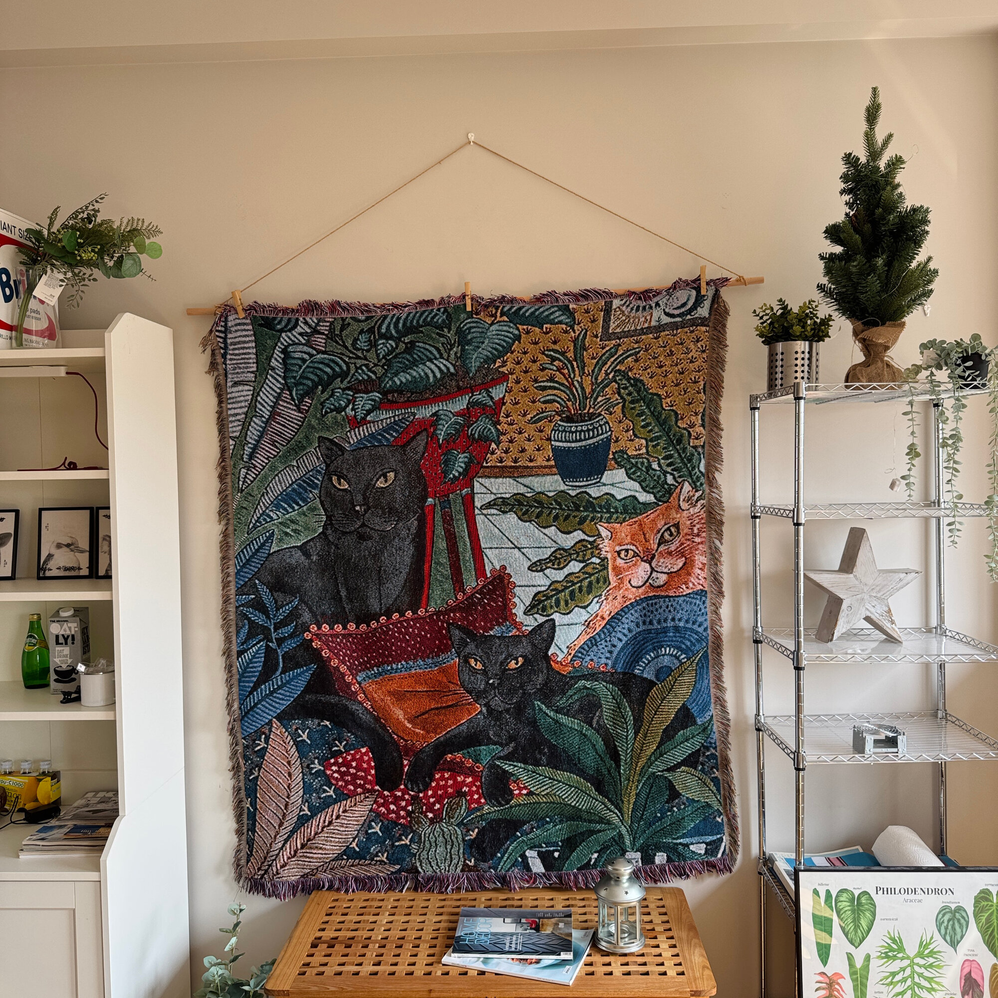 Ретро-гобелен с изображением кошки в русском стиле, атмосферный декор для дома, плед черный кот_130*160 Бесплатные