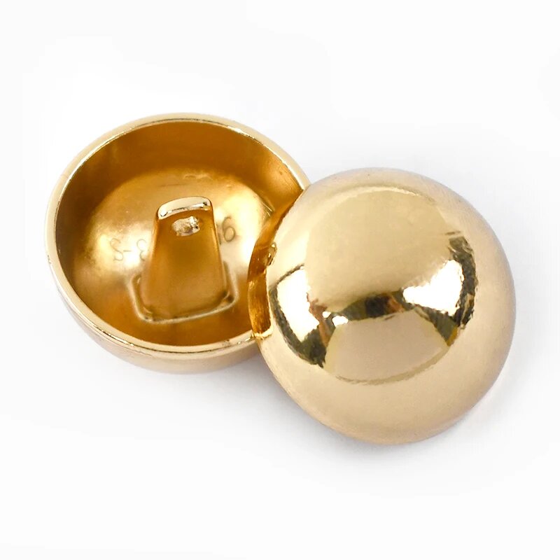 Пуговица грибная металлическая 20 мм, LightGold, 10 шт.