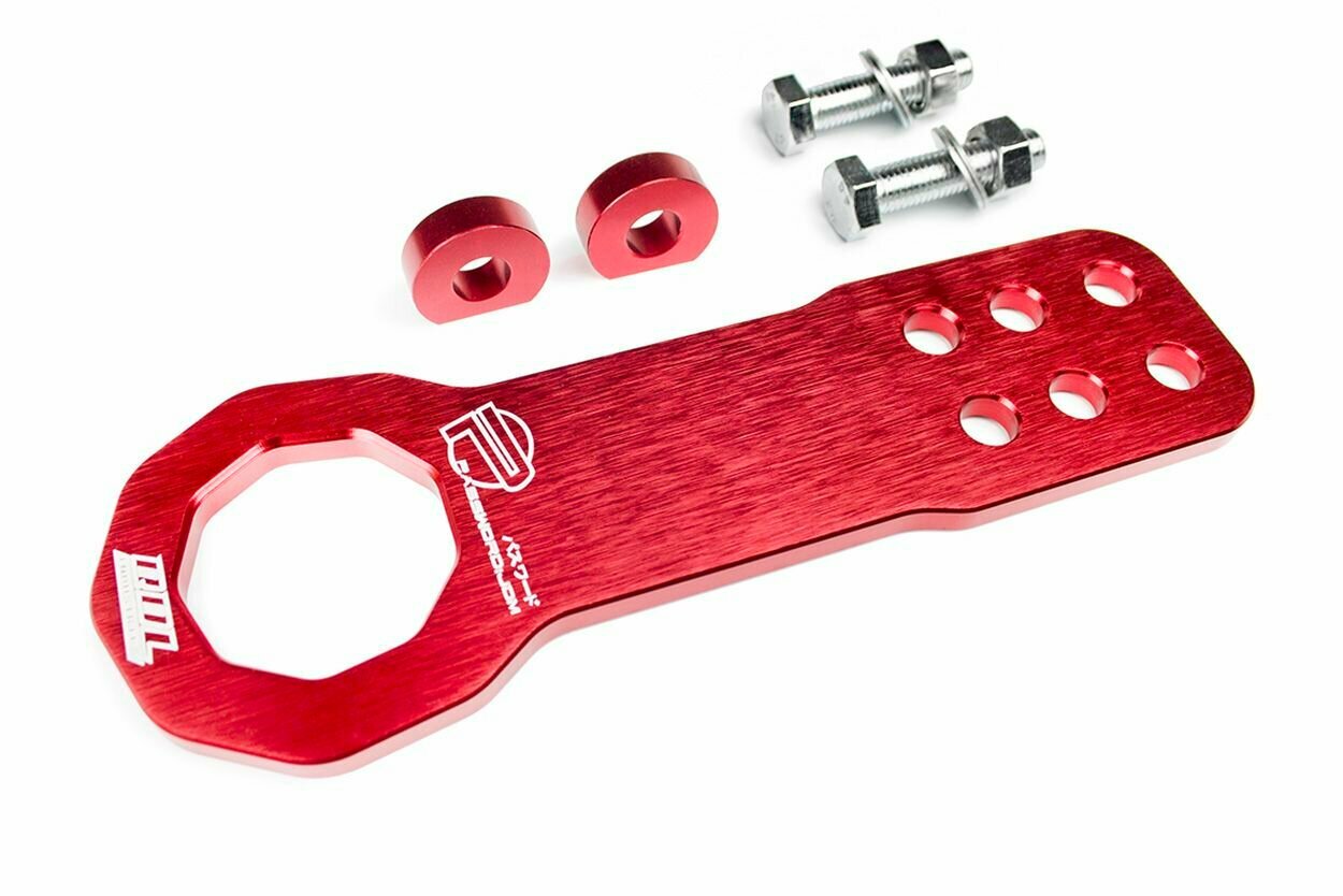 Крюк буксировочный JDM, прямой, красный