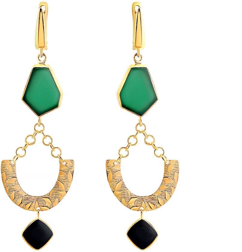 Серьги, серебро, 925 проба, оникс, агат