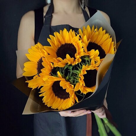 Букет из Подсолнухов, красивый букет цветов, шикарный, цветы премиум, подсолнух.
