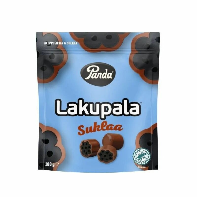 Лакричные конфеты Panda Lakupala Suklaa в молочном шоколаде, 180 г (Финляндия)