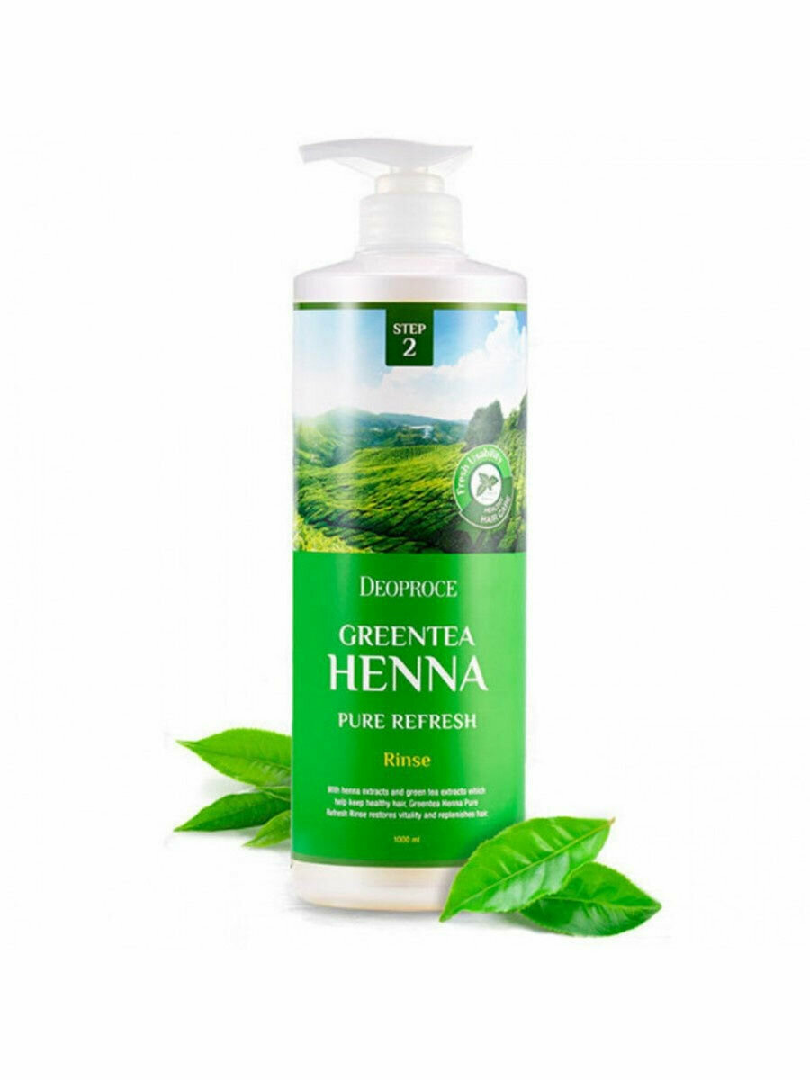 Deoproce Бальзам для волос Green Tea Henna Pure Refresh Rinse, 1000 мл