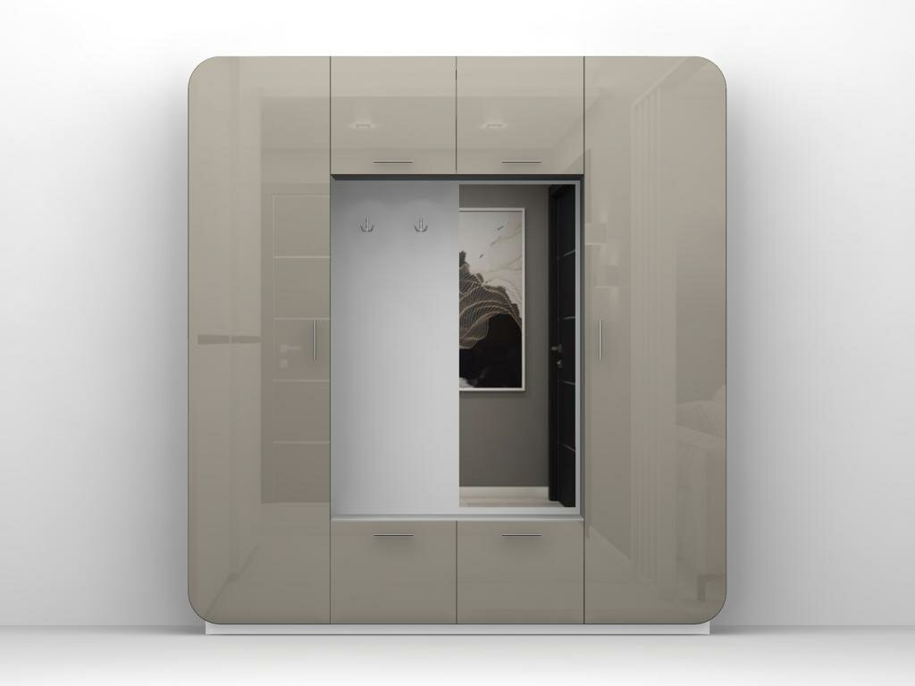 Прихожая Модерн-10 МДФ Зеленый для одежды с зеркалом 200*220*40