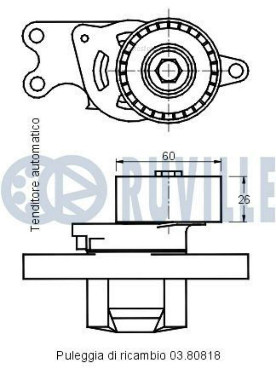 RUVILLE 541513 Натяжитель поликлинового ремня PEUGEOT: BIPPER 08-