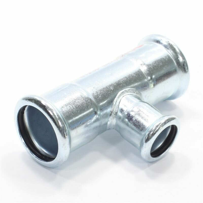 Тройник 28-18-28, Sanha Therm 24130, пресс-пресс, сталь (цинк)