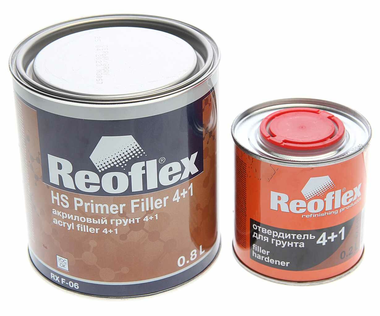 Грунт серый акриловый HS 2K 4+1 0.8л с отвердителем 4+1 0.2л, Ц0012957, REOFLEX