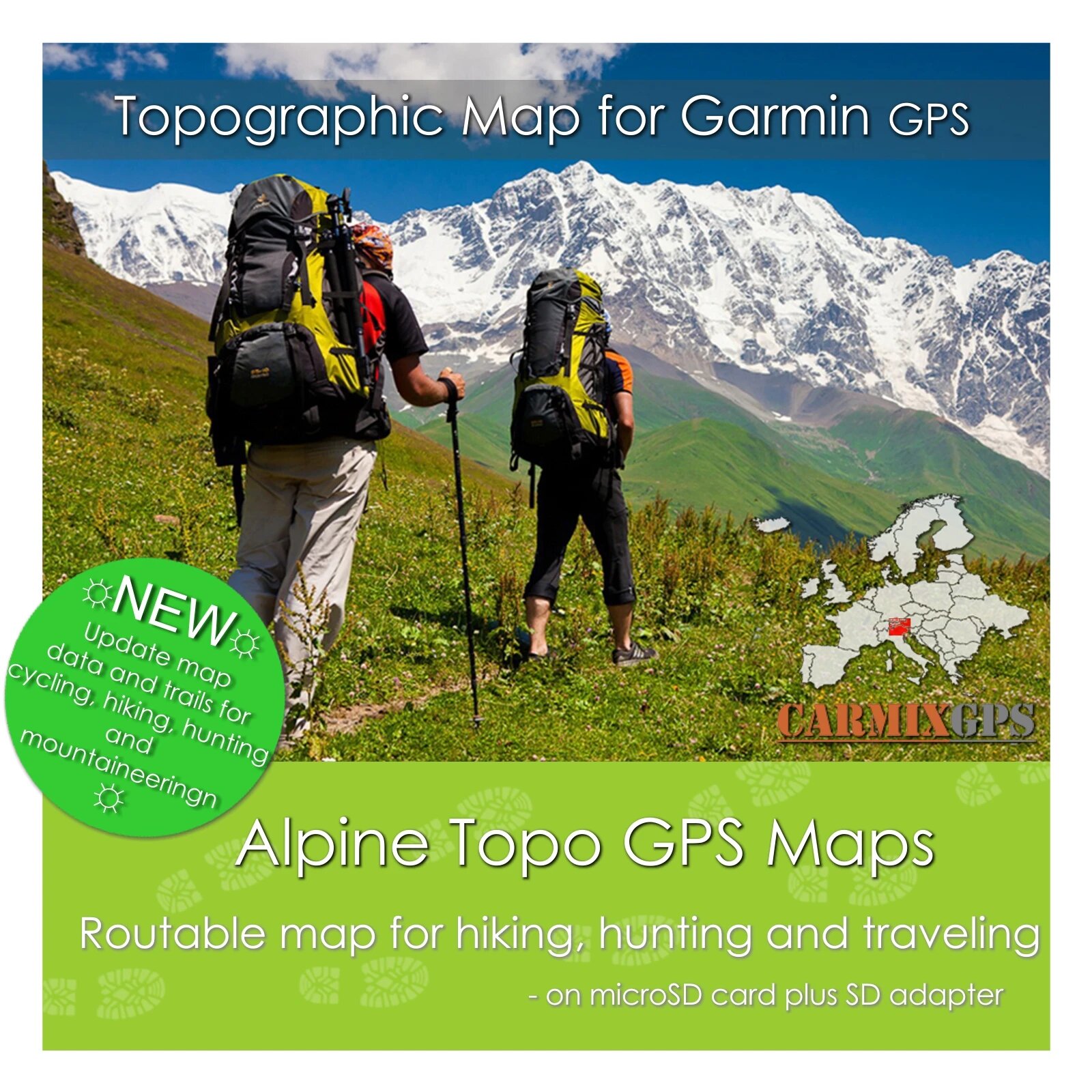 Топографическая карта Альпы для устройств Garmin на карте памяти MicroSD. Carmix-GPS